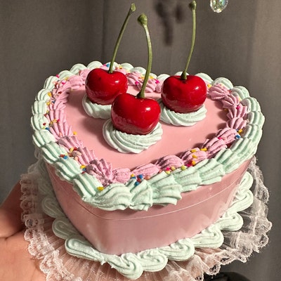 Heart Fake Cake Sprinkle Cherry Mirror White Hangable - Etsy