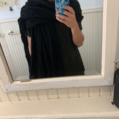 Distressed Black Wrap Cloak, Lightweight Cotton Shawl, Post Apocalyptic ...