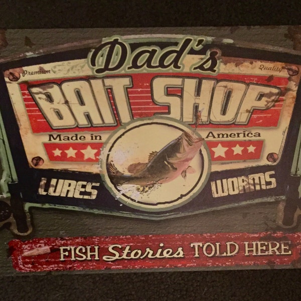 Vintage Fishing Sign - FREE Personalization! - Etsy