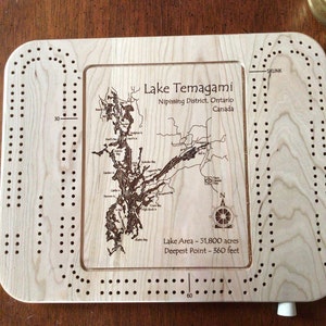 Custom Cribbage Board Personalized Nautical Lake Map Cribbage Boards ...