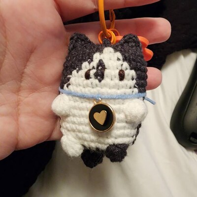 Personalized Cute Crochet Cat With Flower and Bell Keychain - Etsy