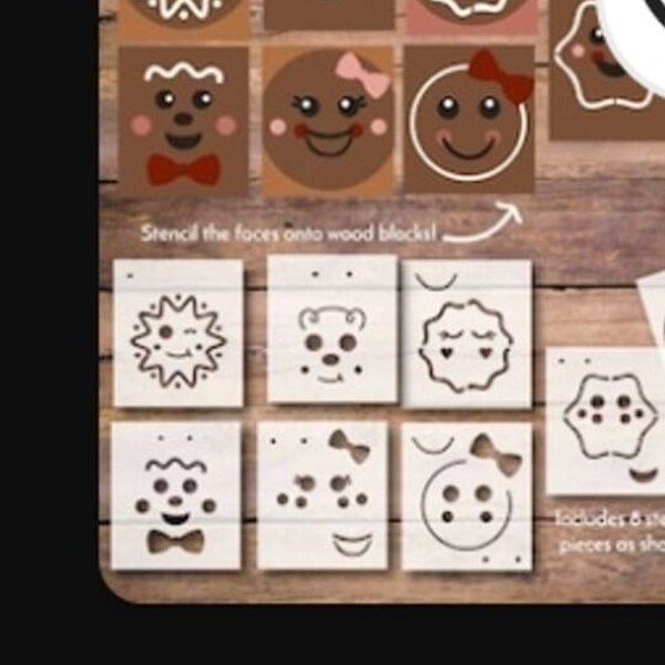 Gingerbread Faces / 7 Face Stencil Pack - Etsy