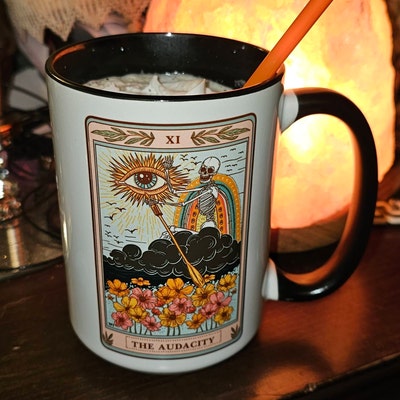 Audacity Tarot Card Mug, Occult Skeleton Tarot Card Coffee Mug, the ...