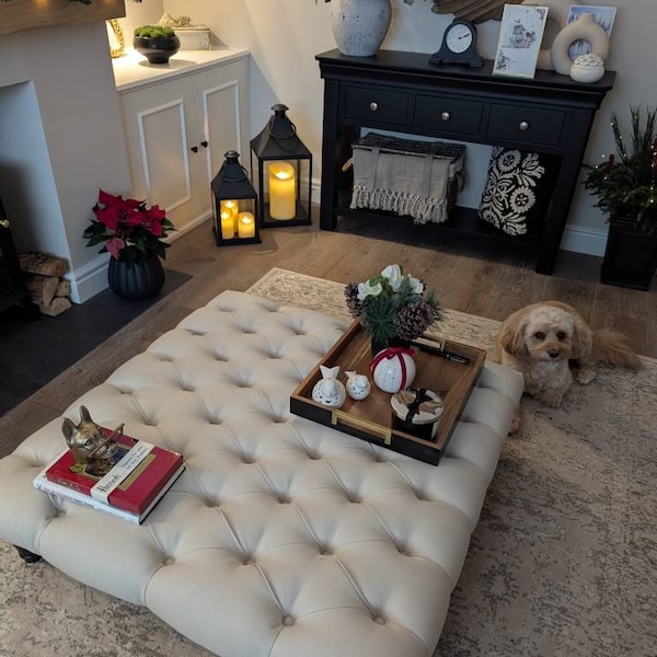 Bleu Chesterfield Footstool / Coffee Table / Pouffe / Bench - Etsy UK