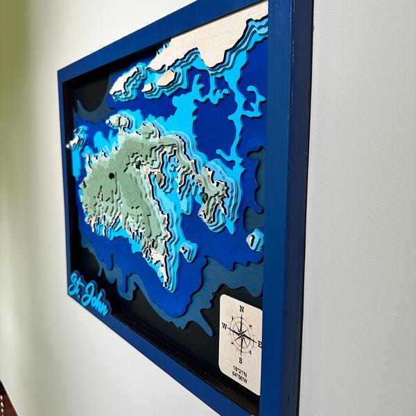 Great Lakes Layered Map, Depth Map, Customized Wood Map, Contour ...