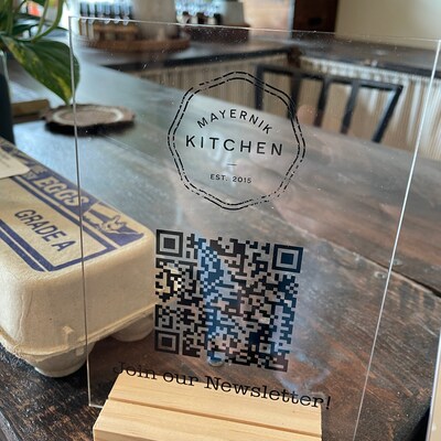 QR Code Acrylic Display Sign With Base Social Media, Menu, Restaurants ...