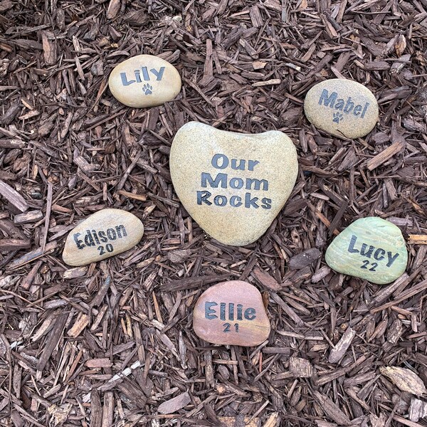 Our Grandkids Rock 4 to 6 Names - Gift for Mom - Personalized - Grandma ...