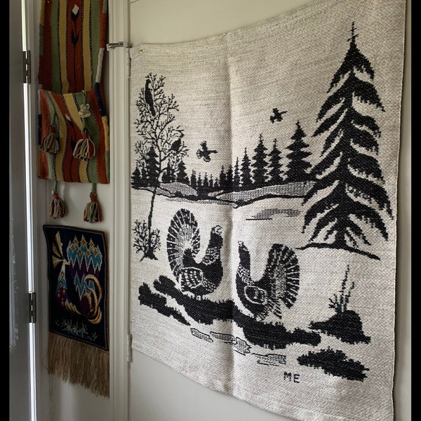 Vintage Hooked Rug Poland Symbols White Eagle Red Poppy Wall Hanging ...