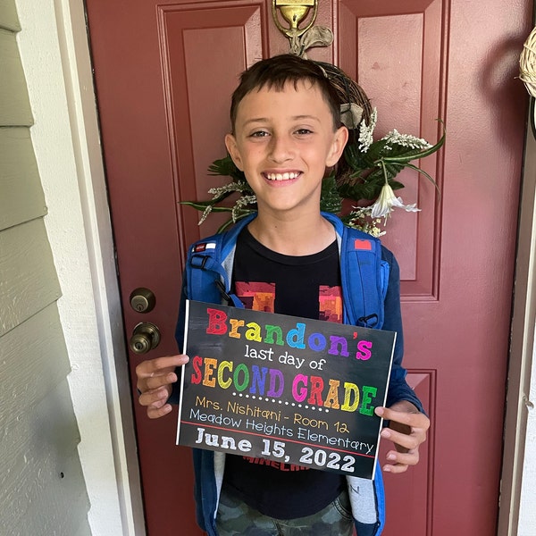 Rainbow Last Day of School Chalkboard Sign - Edit Yourself - Print ...