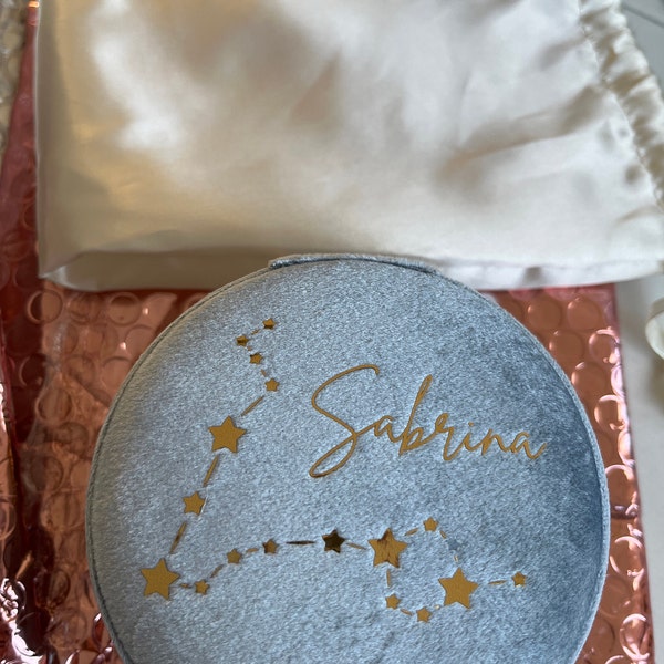 Constellation Custom Jewelry Box, Round Jewelry Case, Customizable ...