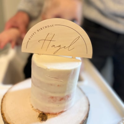 Personalized Cake Topper, Wood Dessert Topper, Happy Birthday Sign ...