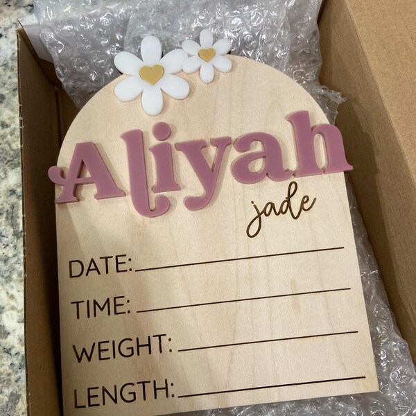 Butterfly Baby Birth Stats Board, Baby Name Announcement, Birth ...