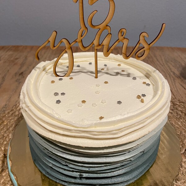 Custom Year Cake Topper | Wood Anniversary Cake Topper | Wood Birthday ...