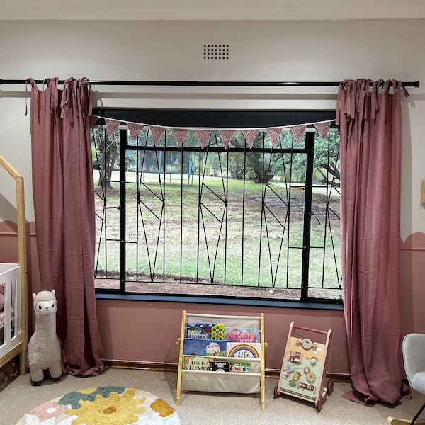 Dusty Pink Linen Curtain Made of Medium Linen (160 G/m2). Tie Top ...