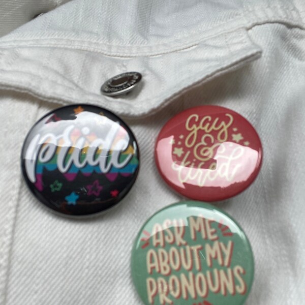 Pride Buttons (1.5 In) | Pinback Button Set | LGBT | Cute Hand ...