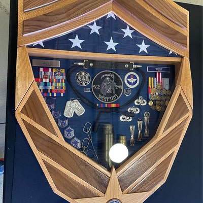 Handcrafted Air Force Shadow Box Silver and Navy Includes Flag - Etsy