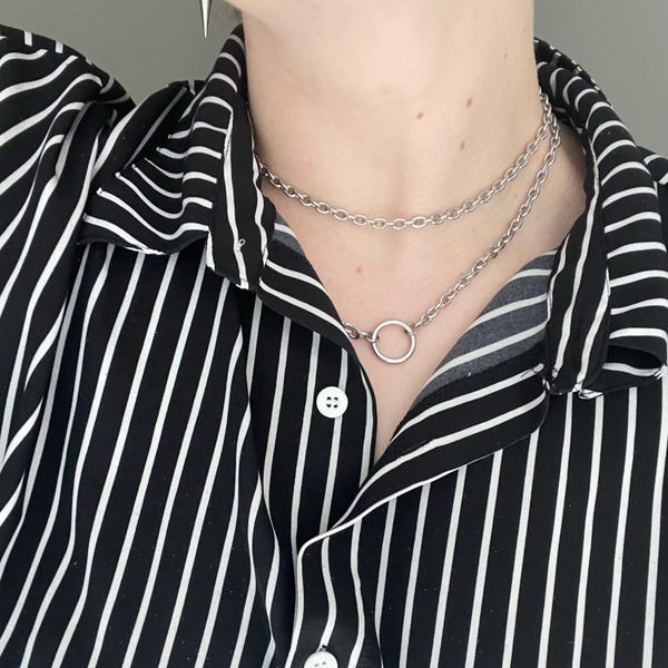 Chunky Razor Blade Faceted Cable Chain Necklace, Layering Necklace ...