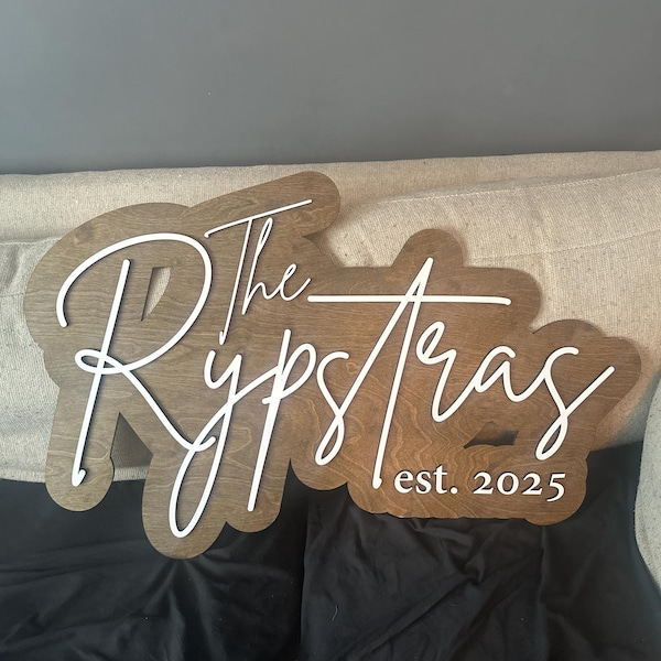 Double Layer Wooden Wedding Sign Layered Name Sign Custom Name Wood ...