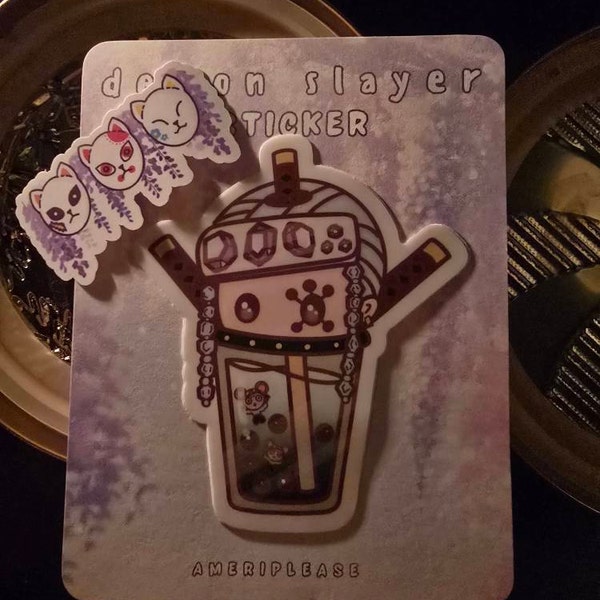 Demon Fire Breathing Anime Boba Drink Sticker | Thick Weatherproof ...