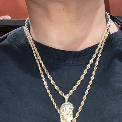 Genuine 14K Gold Rope Chain, 14K Real Gold Rope Chain, Ladies Gold ...