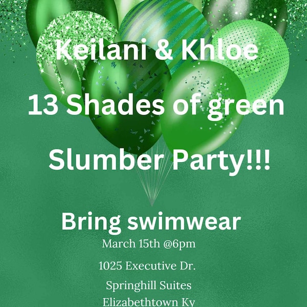 Editable Green Birthday Invitation, Let's Party Green Balloons Invite ...