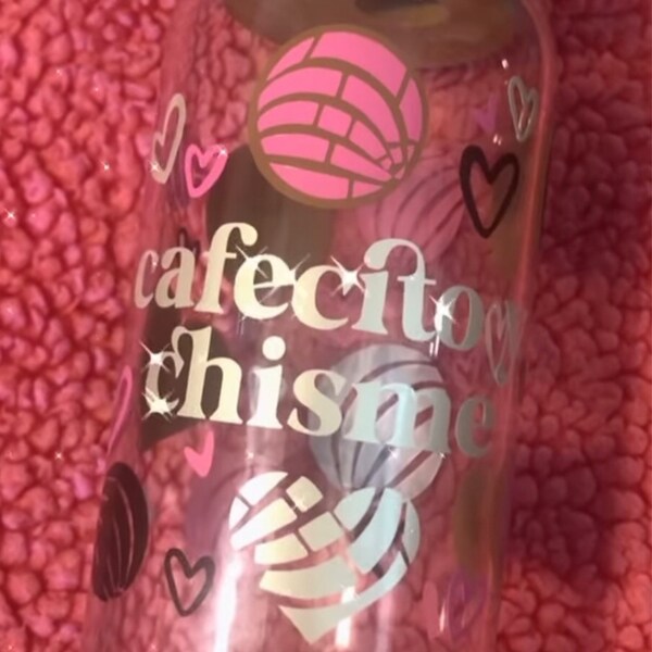 Cafecito Y Chisme Valentines Day Svg For Uv Dtf 16oz Can Glass Wrap