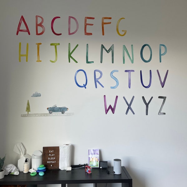 Rainbow Uppercase Letters Fabric Wall Decal Color Story Mej Mej - Etsy