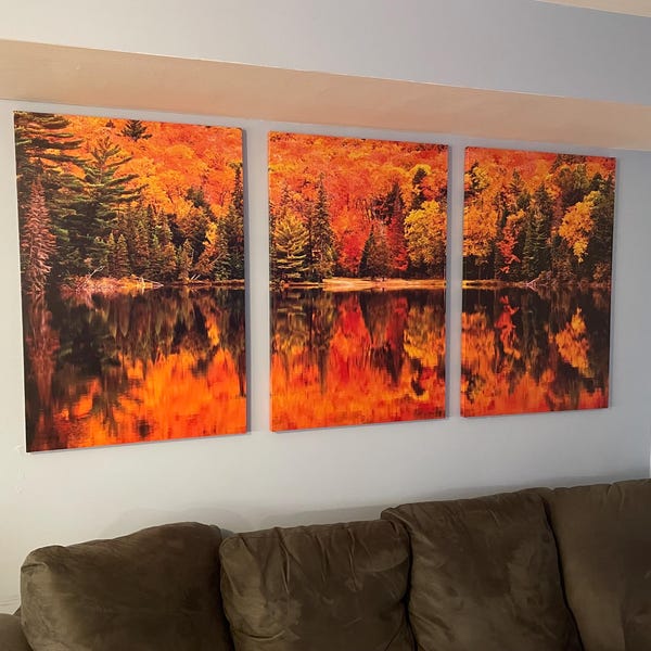 Autumn Forest Lake Canvas Print, Extra Large Fall Landscape Wall Art - Etsy