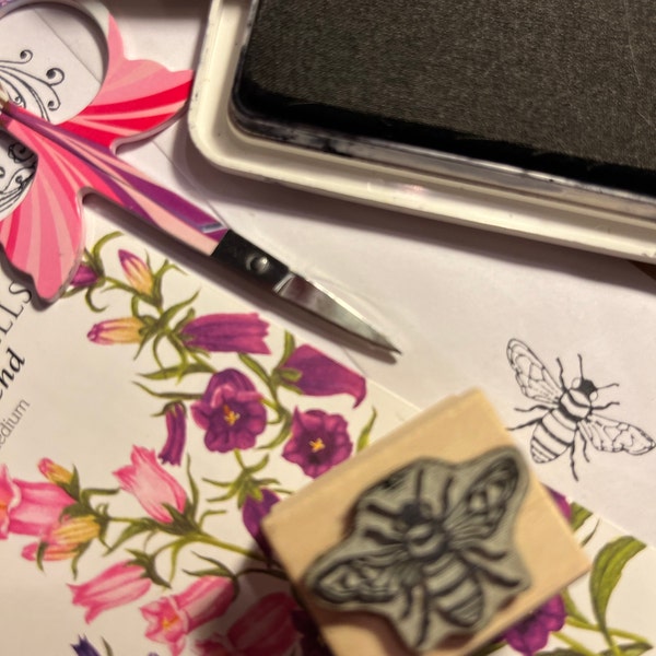 Hand Drawn Bee Stamp for Weddings and Favors, Tiny Honey Bee Rubber ...