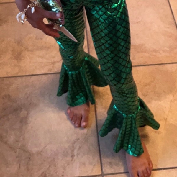 Mermaid Bell Bottoms Leggings Green Mermaid Tail Costume Girls Baby ...