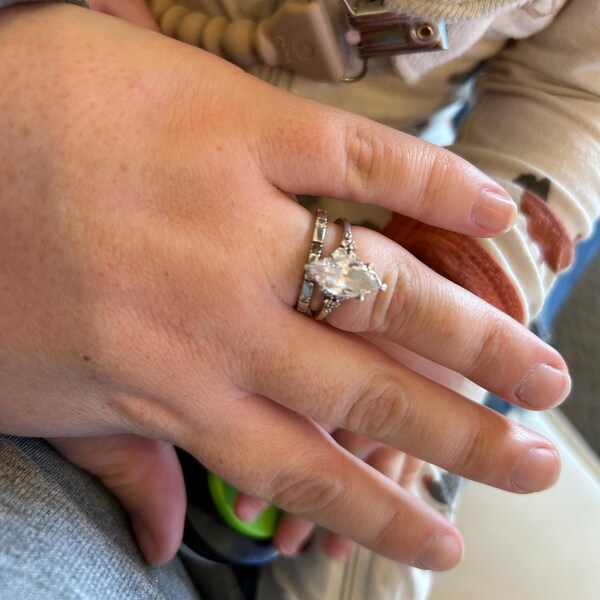 Colorless Trillion Cut Moissanite Wedding Ring 2 Ct, Antique Art Deco ...