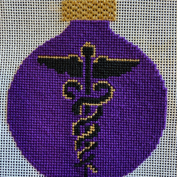 Medical Caduceus Hand Painted Needlepoint Ornament Canvas - Jody ...