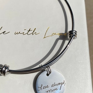 Custom Handwriting Bracelet Personalized Circle Bangle - Etsy