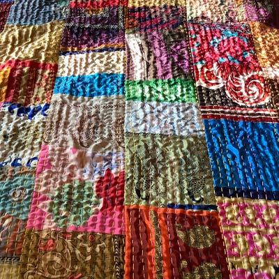 Indian Patchwork Kantha Throw Blanket Weighted Blanket Handmade ...