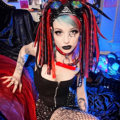 Cyberlox Dread Goth Red Black Redweb Metallic Hair Falls - Etsy