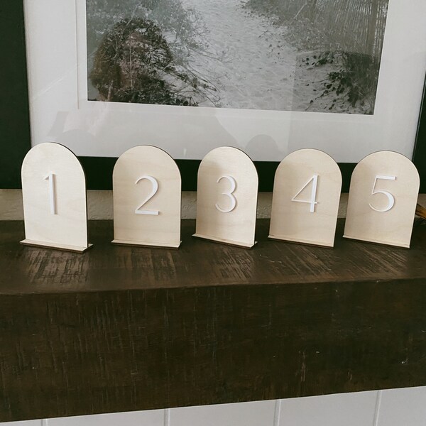 Engraved Modern Minimal Wooden Table Numbers for Weddings or Events ...