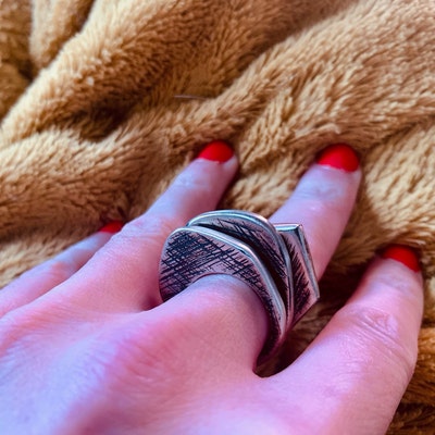 Set of 5 Stack Rings, Solid Bronze Ring, Geometric Ring, Stackable ...