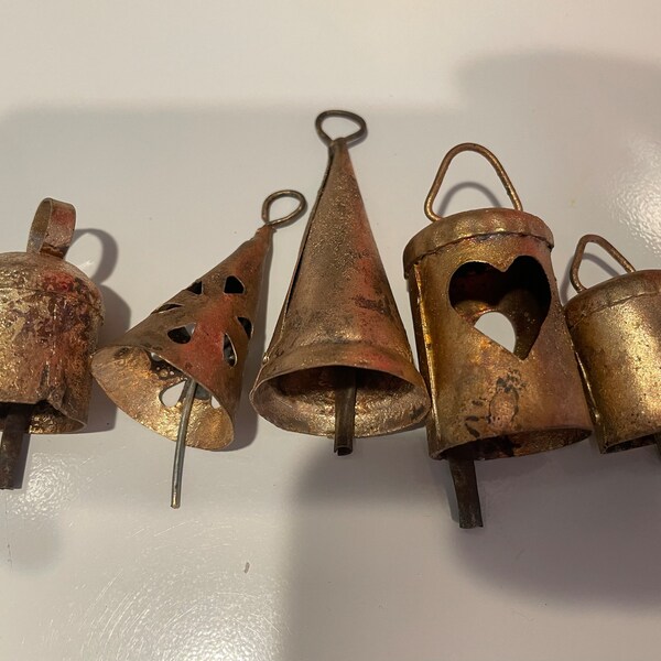 SPIRIT BELLS-5 Various Shapes in Gold-recycled Iron Sheet Metal Bells ...