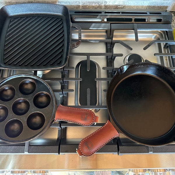 Hand Stitched Leather Cast Iron Handle Cover: Personalized Monogram ...