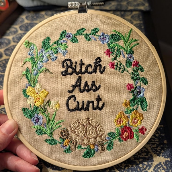 Le Crib Embroidery Hoop, Funny Embroidery Art, Finished Embroidery ...