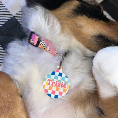 Retro Smiley Dog Tag Retro Dog Tag Pet Tag Custom Dog Tag - Etsy