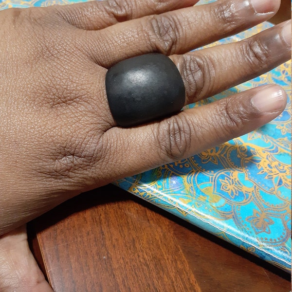 Matte Black Ring, Thick Band Ring, Simple Plain Black Ring for Men or ...