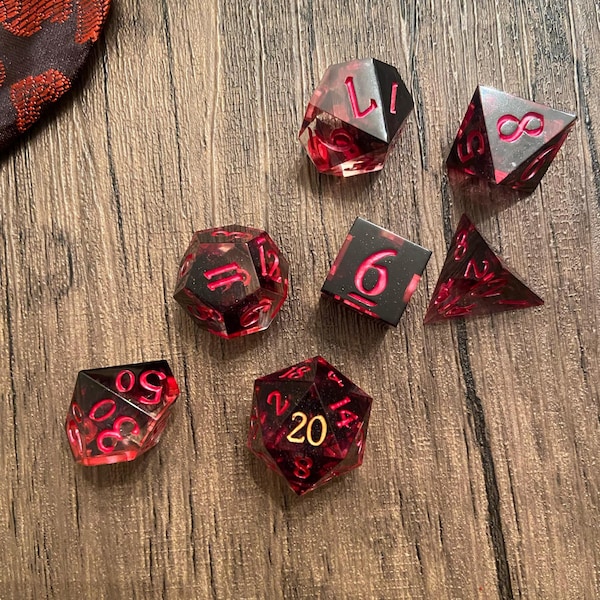 Blighted Blooddrop | Handmade Resin Polyhedral Dice Set for Tabletop ...