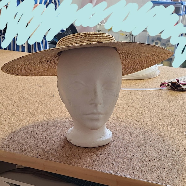 18th Century Shallow Crown Straw Hat ~ Blank Ready to Trim ~ Natural or ...