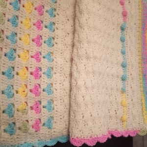 Crochet Baby Heart Blanket Pattern. Valentines Gift Rainbow Heart ...