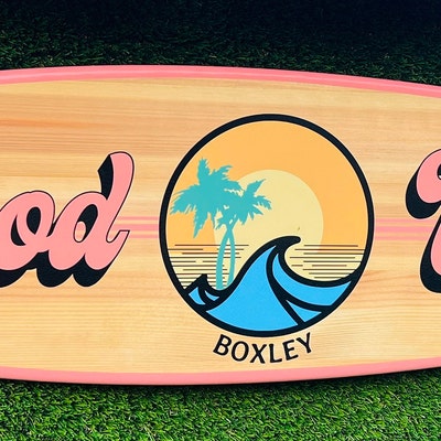 Surfboard Decor, Wall Art Personalized SURF SHOP Sign, Beach or Tiki ...