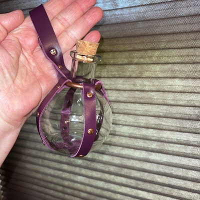 Leather and Glass Potion Bottle With Lanyard Hook - Etsy