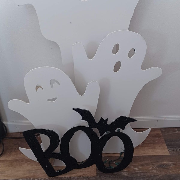 4ft Cute Ghost Trio With BOO Template When Made. Printable Trace & Cut ...