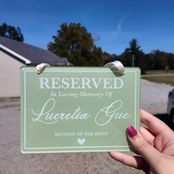 Reserved Memorial Chair Sign for Wedding, in Loving Memory of Loved One ...