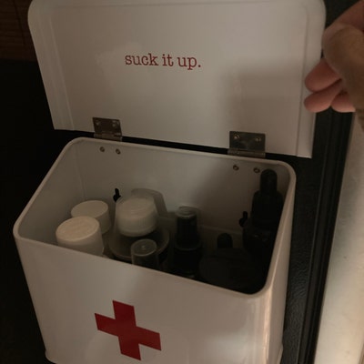 White Embossed Metal First Aid Kit With Compartments, Medicine Cabinet ...